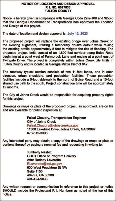 Notice of Location and Design Approval | Legal Notices | appenmedia.com