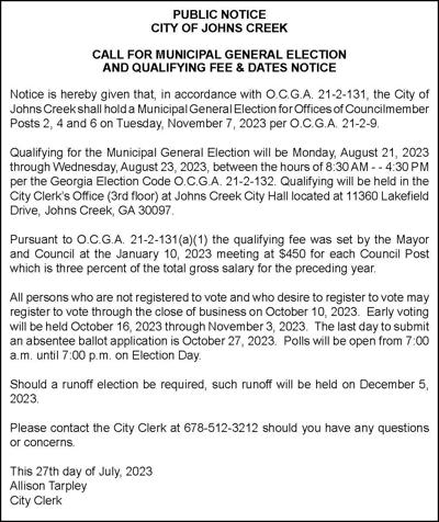Notice of General Election and Qualification Fees | Legal Notices ...