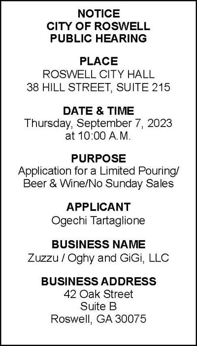 Public Notice: Alcohol Beverage License Application | Legal Notices ...