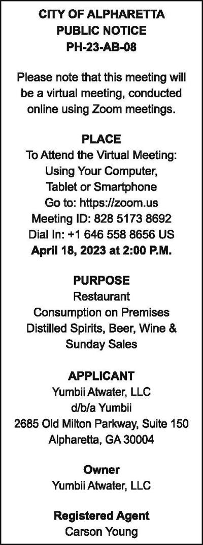 Public Notice: Alcohol Beverage License Application | Legal Notices ...