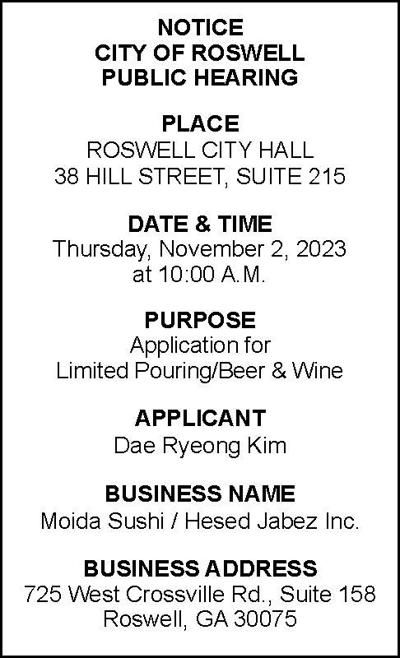 Public Notice: Alcohol Beverage License Application | Legal Notices ...