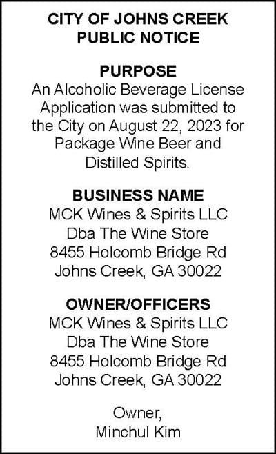 Public Notice: Alcohol Beverage License Application | Legal Notices ...