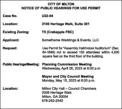 Notice of Public Hearings for Use Permit | Legal Notices | appenmedia.com