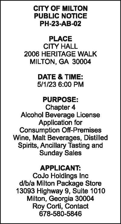 Public Notice: Alcohol Beverage License Application | Legal Notices ...