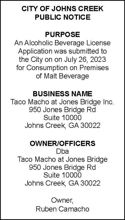 Public Notice: Alcohol Beverage License Application | Legal Notices ...