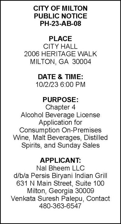 Public Notice: Alcohol Beverage License Application | Legal Notices ...