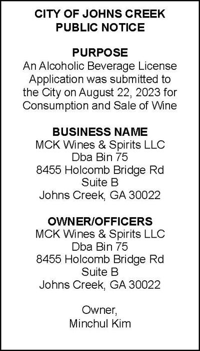 Public Notice: Alcohol Beverage License Application | Legal Notices ...