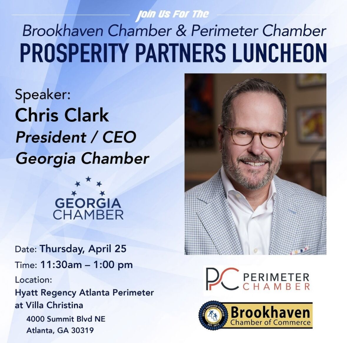 Prosperity Partners Luncheon with GA Chamber President & CEO, Chris Clark | Calendar ...