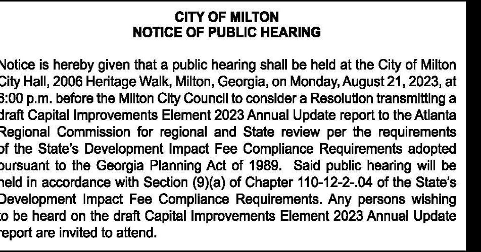 Notice of Public Hearing | Legal Notices | appenmedia.com
