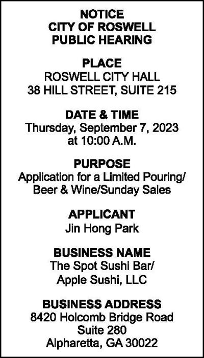 Public Notice: Alcohol Beverage License Application | Legal Notices ...