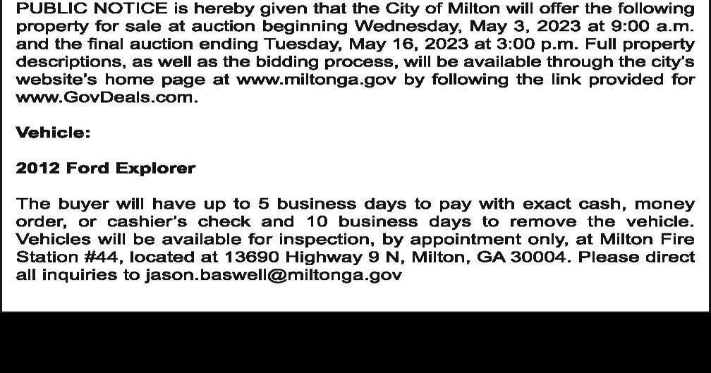 Public Notice of Sale of Property | Legal Notices | appenmedia.com