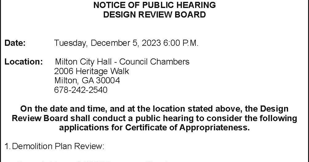 Notice of Public Hearing | Legal Notices | appenmedia.com