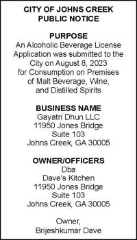 Public Notice: Alcohol Beverage License Application | Legal Notices ...