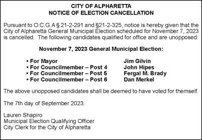 Notice of Election Cancellation | Legal Notices | appenmedia.com