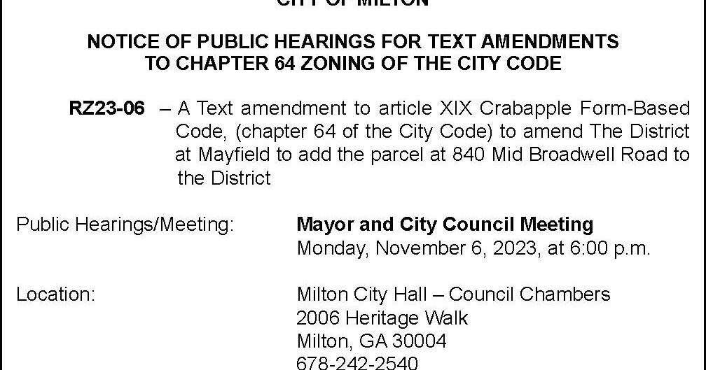 Notice of Public Hearings | Legal Notices | appenmedia.com
