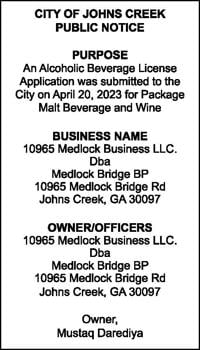 Public Notice: Alcohol Beverage License Application | Legal Notices ...