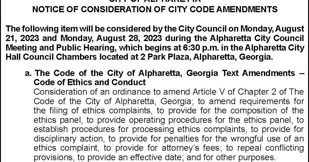 Notice of Consideration of City Code Amendments | Legal Notices ...