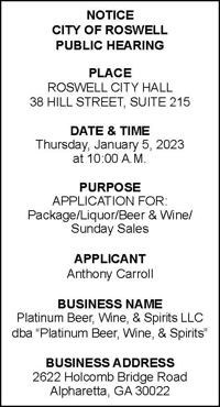 Public Notice: Alcohol Beverage License Application | Legal Notices ...