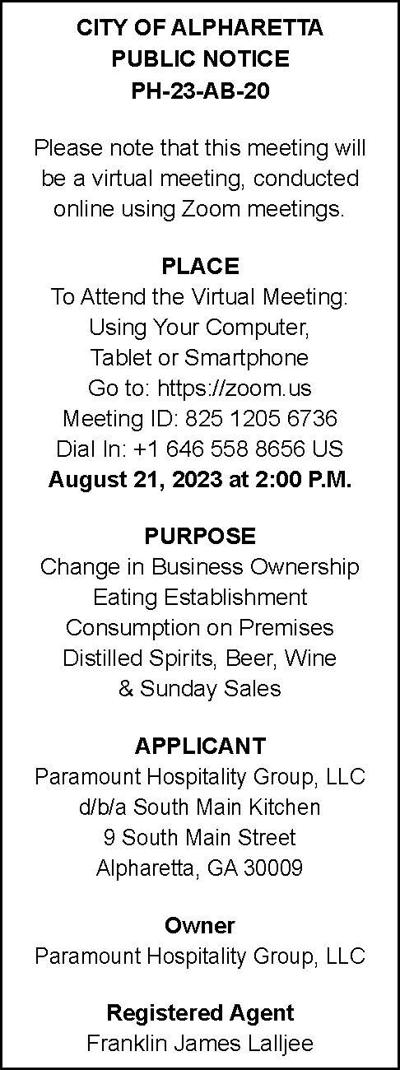 Public Notice: Alcohol Beverage License Application | Legal Notices ...