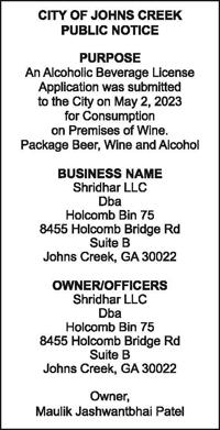 Public Notice: Alcohol Beverage License Application | Legal Notices ...