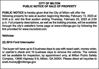 PUBLIC NOTICE OF SALE OF PROPERTY | Legal Notices | appenmedia.com