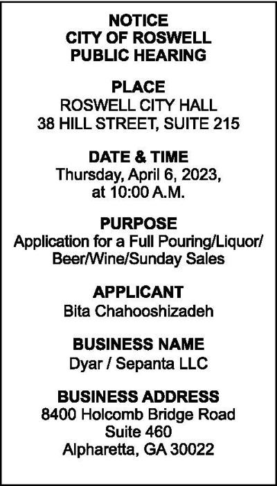 Public Notice: Alcohol Beverage License Application | Legal Notices ...