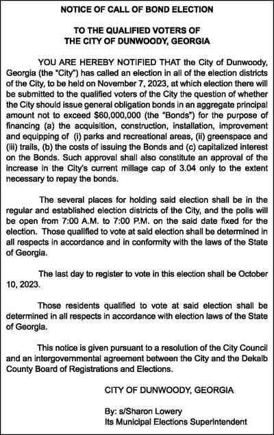 Notice of Call of Bond Election | Legal Notices | appenmedia.com