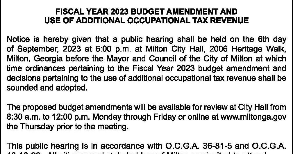 Fiscal Year 2023 Budget Amendment and Use of Additional Occupational ...