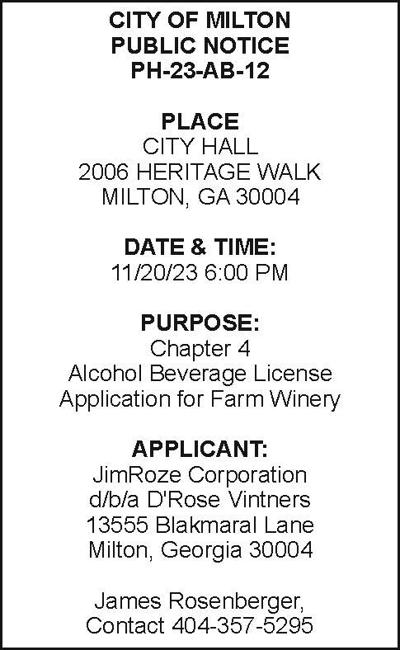 Public Notice: Alcohol Beverage License Application | Legal Notices ...