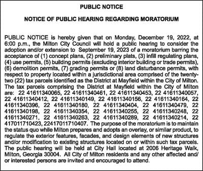 Notice of Public Hearing Regarding Moratorium | Legal Notices ...