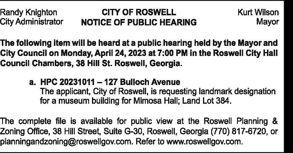 Notice of Public Hearing | Legal Notices | appenmedia.com