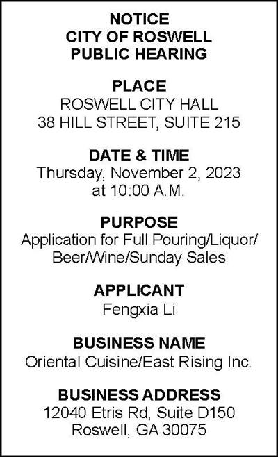 Public Notice: Alcohol Beverage License Application | Legal Notices ...