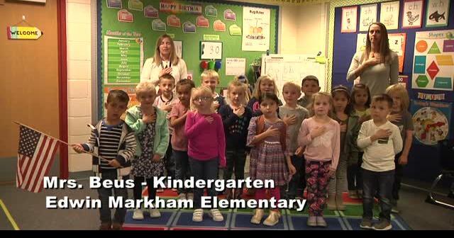 Raise the Flag: Mrs. Beus’ kindergarten class at Edwin Markham ...