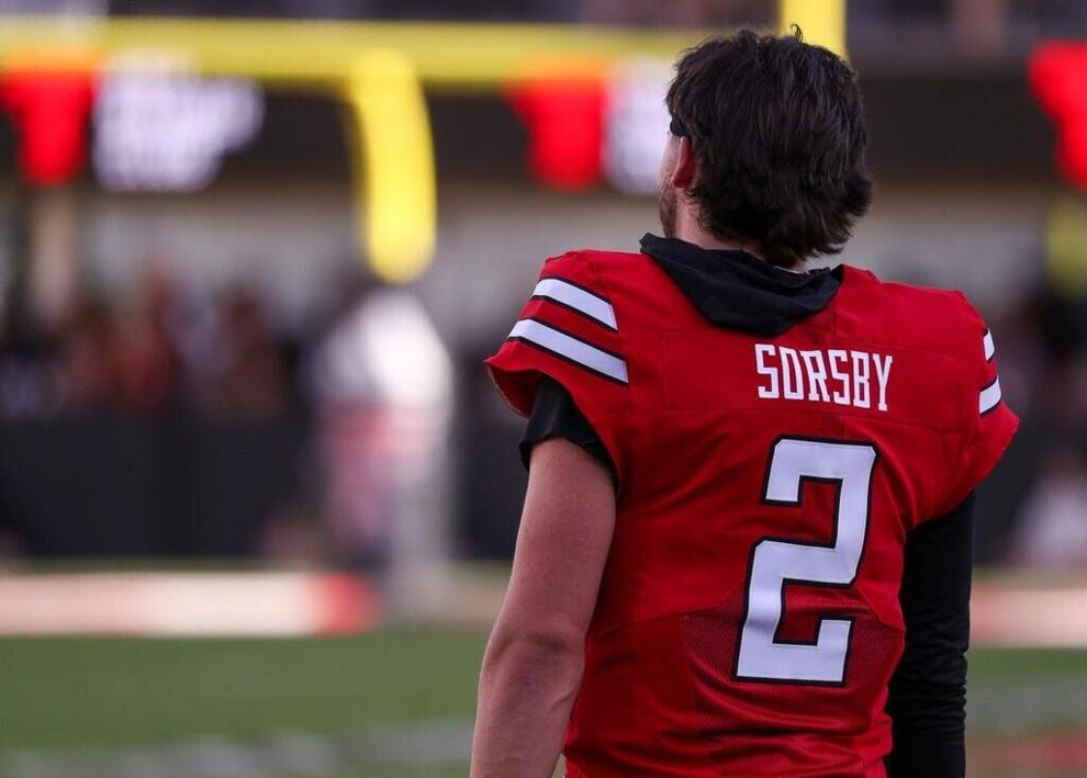 Texas Tech's Brendan Sorsby looks on during the spring football game ...