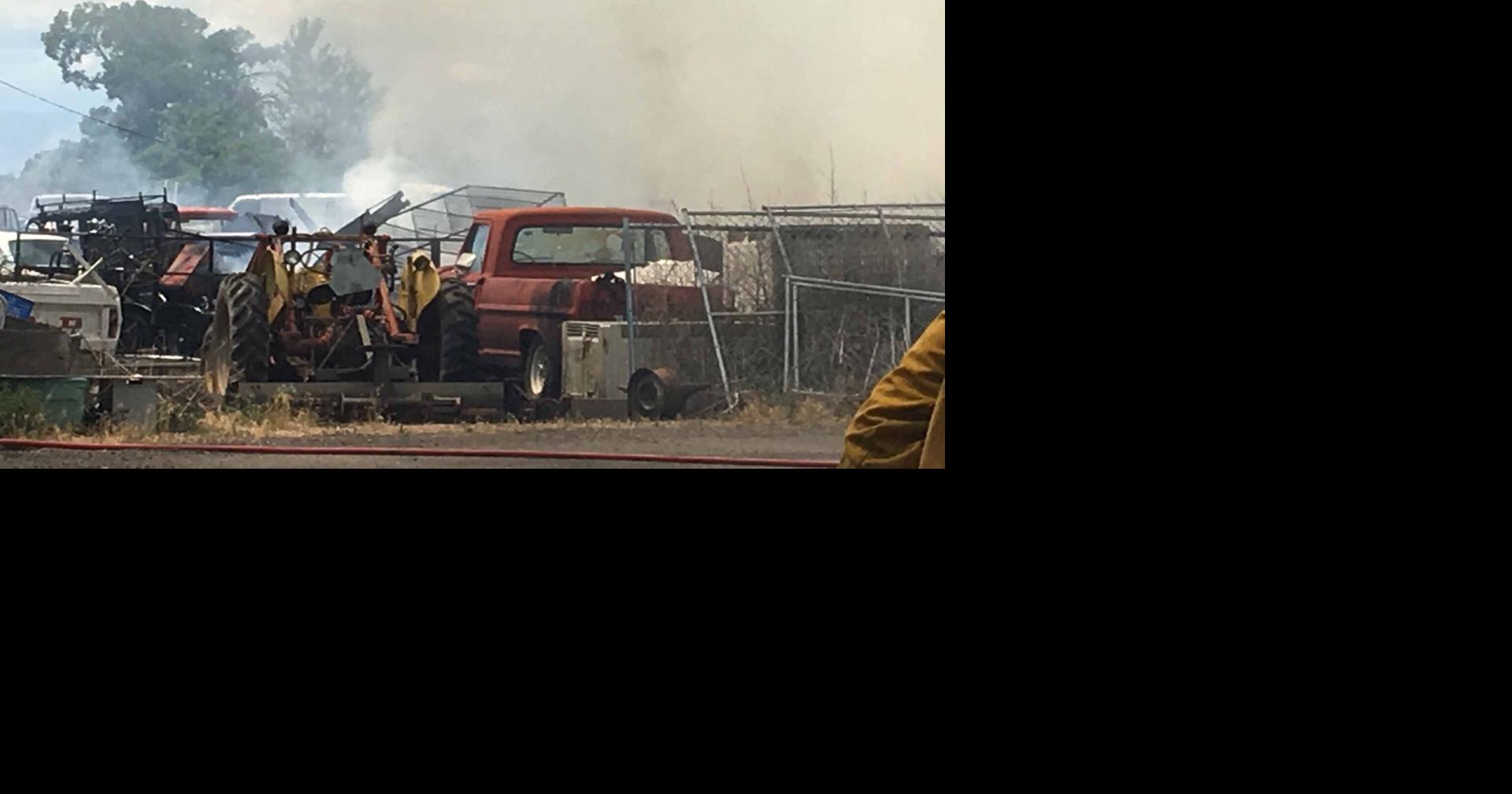 Second-alarm fire destroys cars, building near Moxee | Local News ...