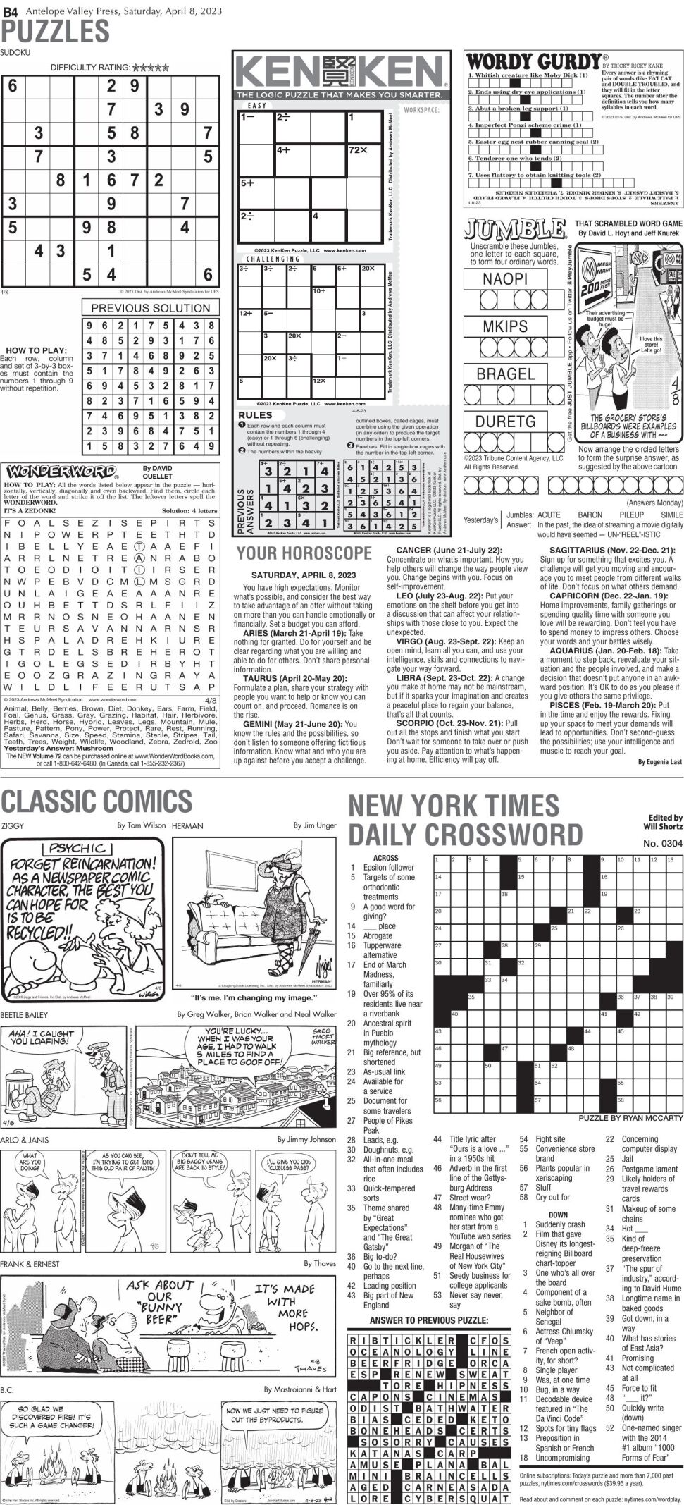 Puzzles, April 8, 2023 | Puzzles Comics | avpress.com