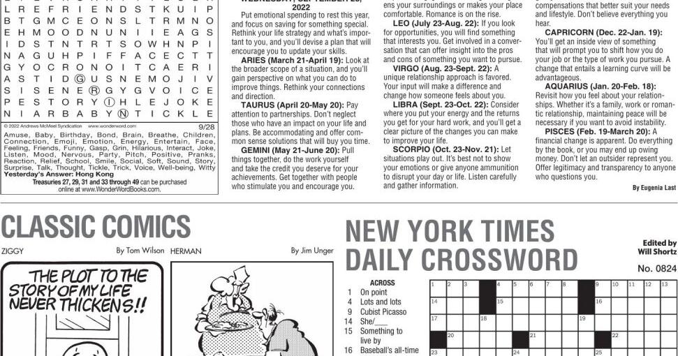 Puzzles, Sept. 28, 2022 | Puzzles Comics | avpress.com