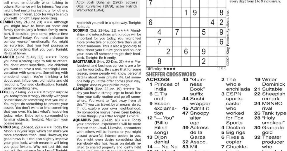 Comics/Puzzles, Nov. 14, 2025 | Puzzles Comics | avpress.com