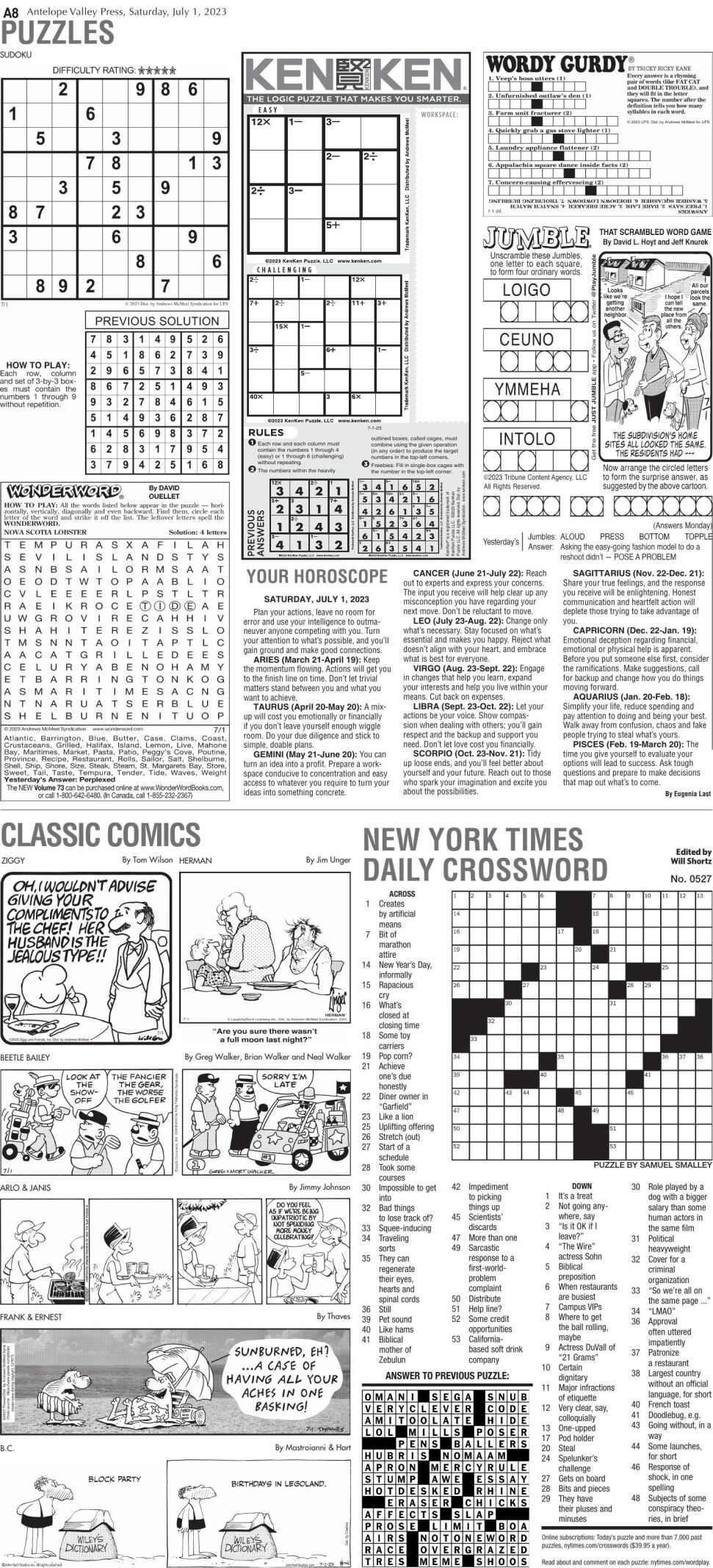 Puzzles, July 1, 2023 | Puzzles Comics | avpress.com