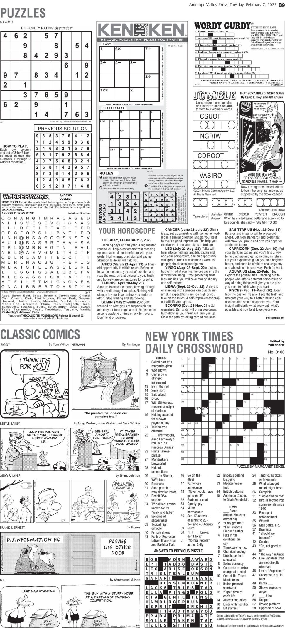 Puzzles, Feb. 7, 2023 | Puzzles Comics | avpress.com