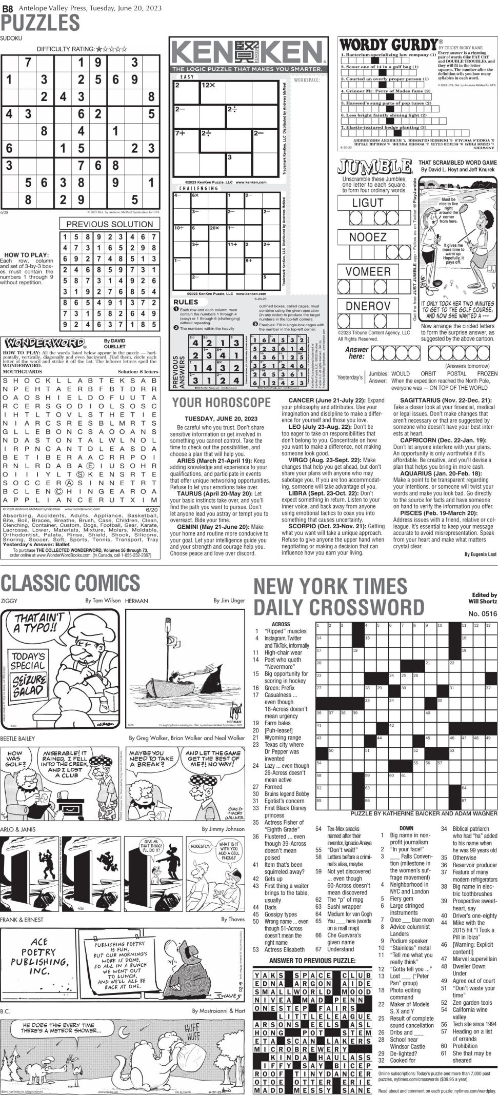 Puzzles, June 20, 2023 | Puzzles Comics | avpress.com