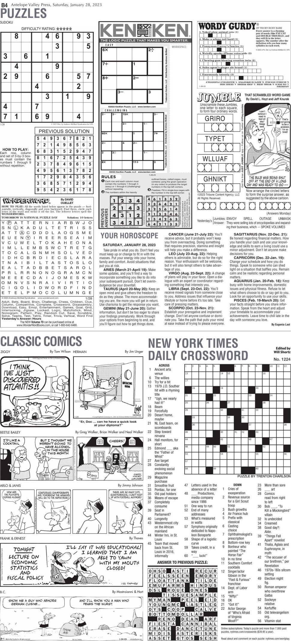 Puzzles, Jan. 28, 2023 | Puzzles Comics | avpress.com
