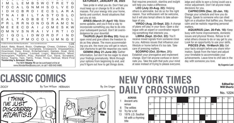 Puzzles, Jan. 28, 2023 | Puzzles Comics | avpress.com