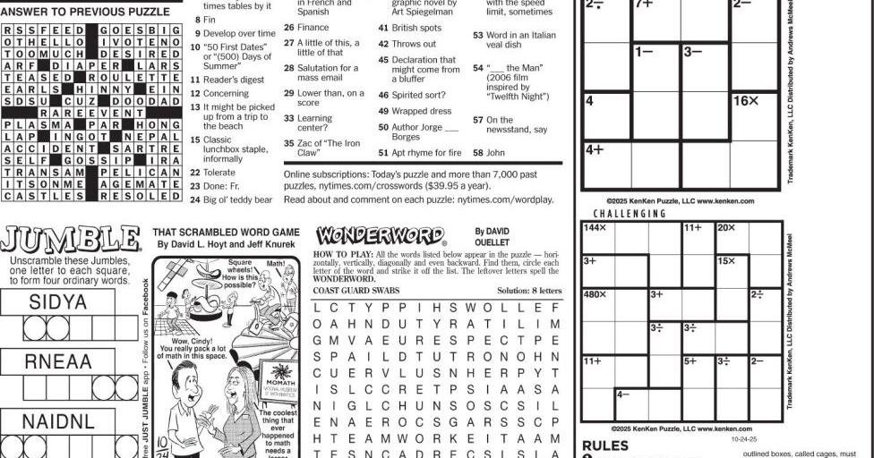 Comics/Puzzles, Oct. 24, 2025 | Puzzles Comics | avpress.com