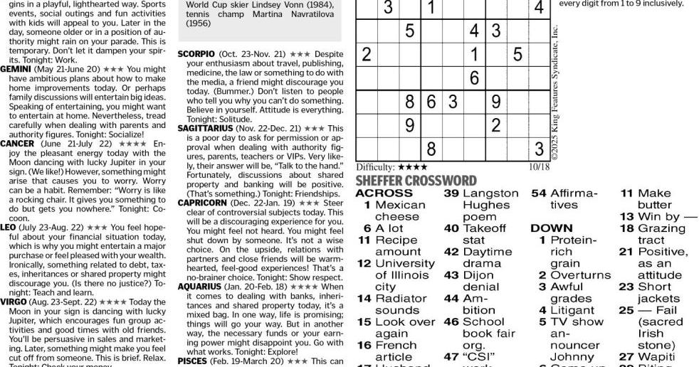 Comics/Puzzles, Oct. 18, 2025 | Puzzles Comics | avpress.com
