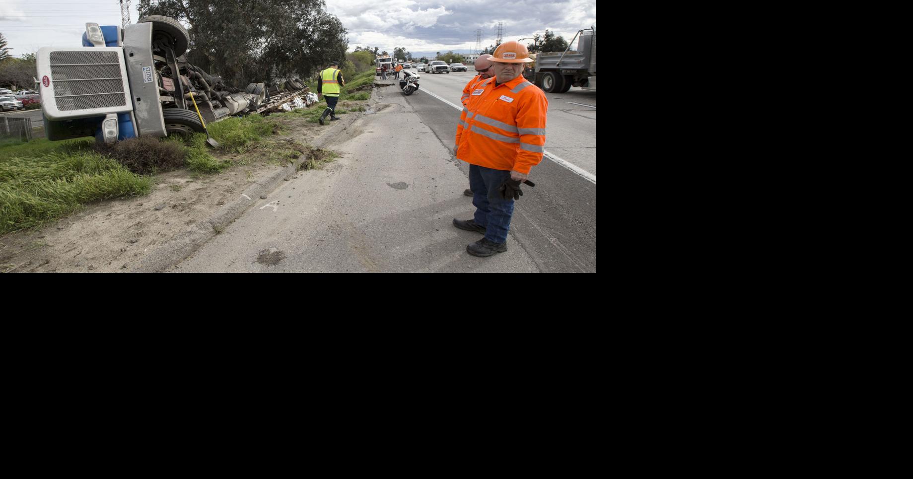 Crash on Highway 99 sends big rig down embankment, CHP says | Breaking ...