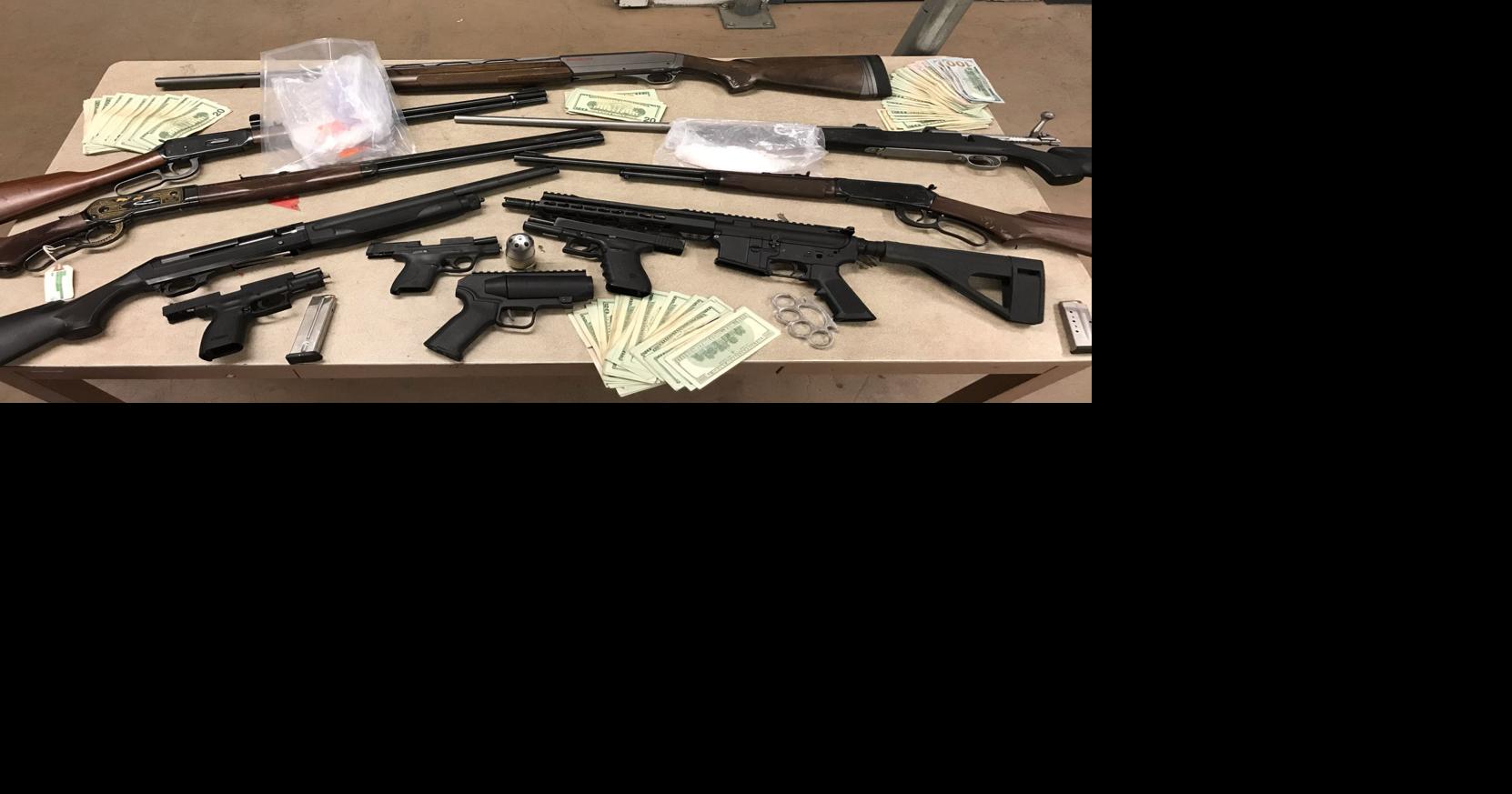 4 arrested after search warrants yield trove of drugs, guns and cash ...