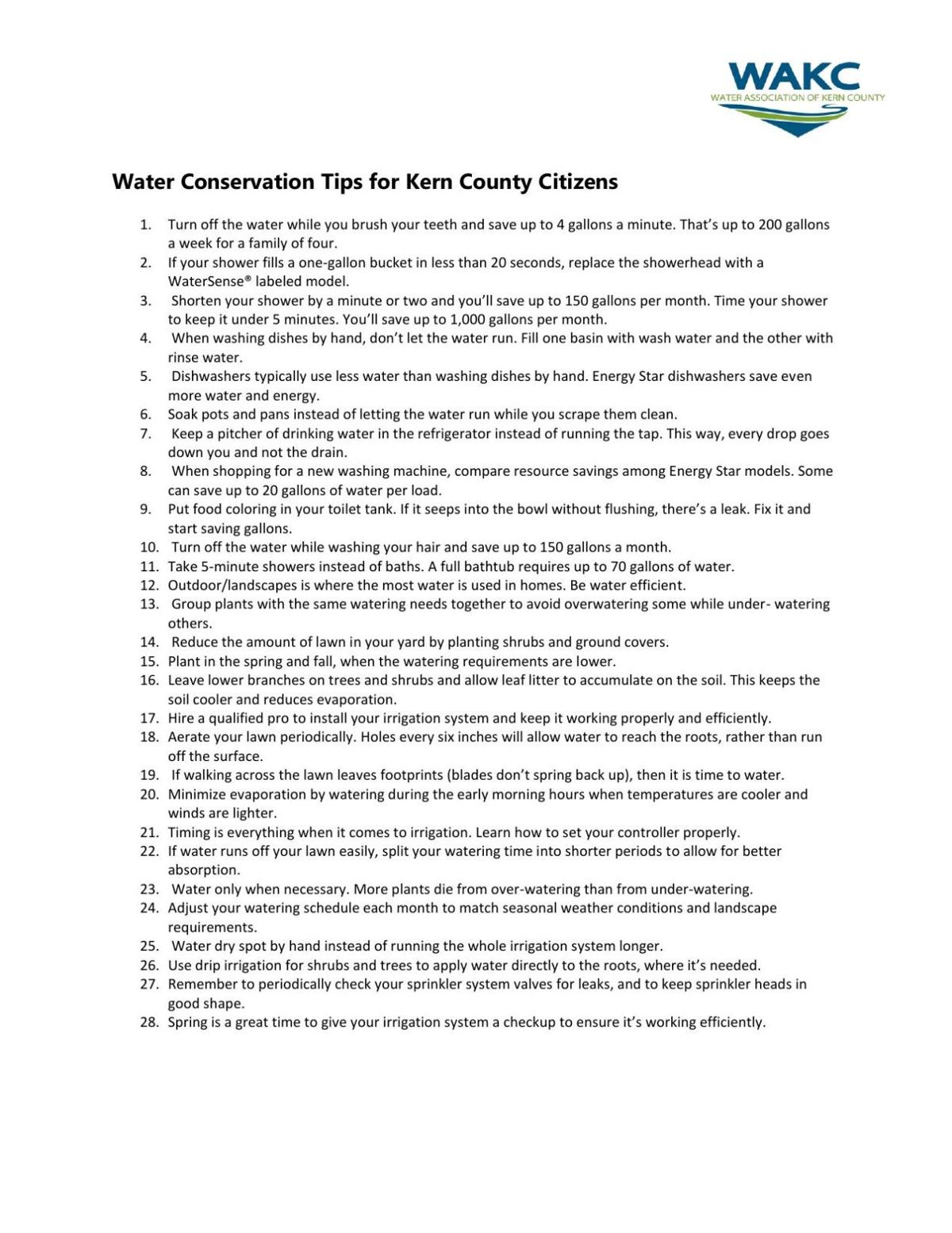 Water conservation tips and tricks | | bakersfield.com