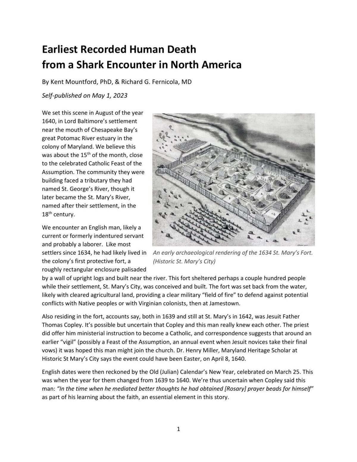 Earliest recorded human death from a shark encounter in North America ...