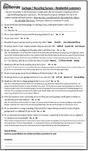 Garbage pickup survey inside | News | bellevueheraldleader.com